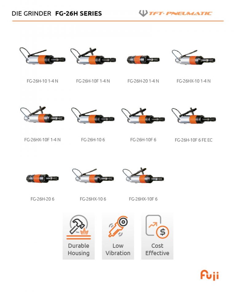 FG-26H Series - 1/4" & 6 mm Die Grinders - | TFT Pneumatic